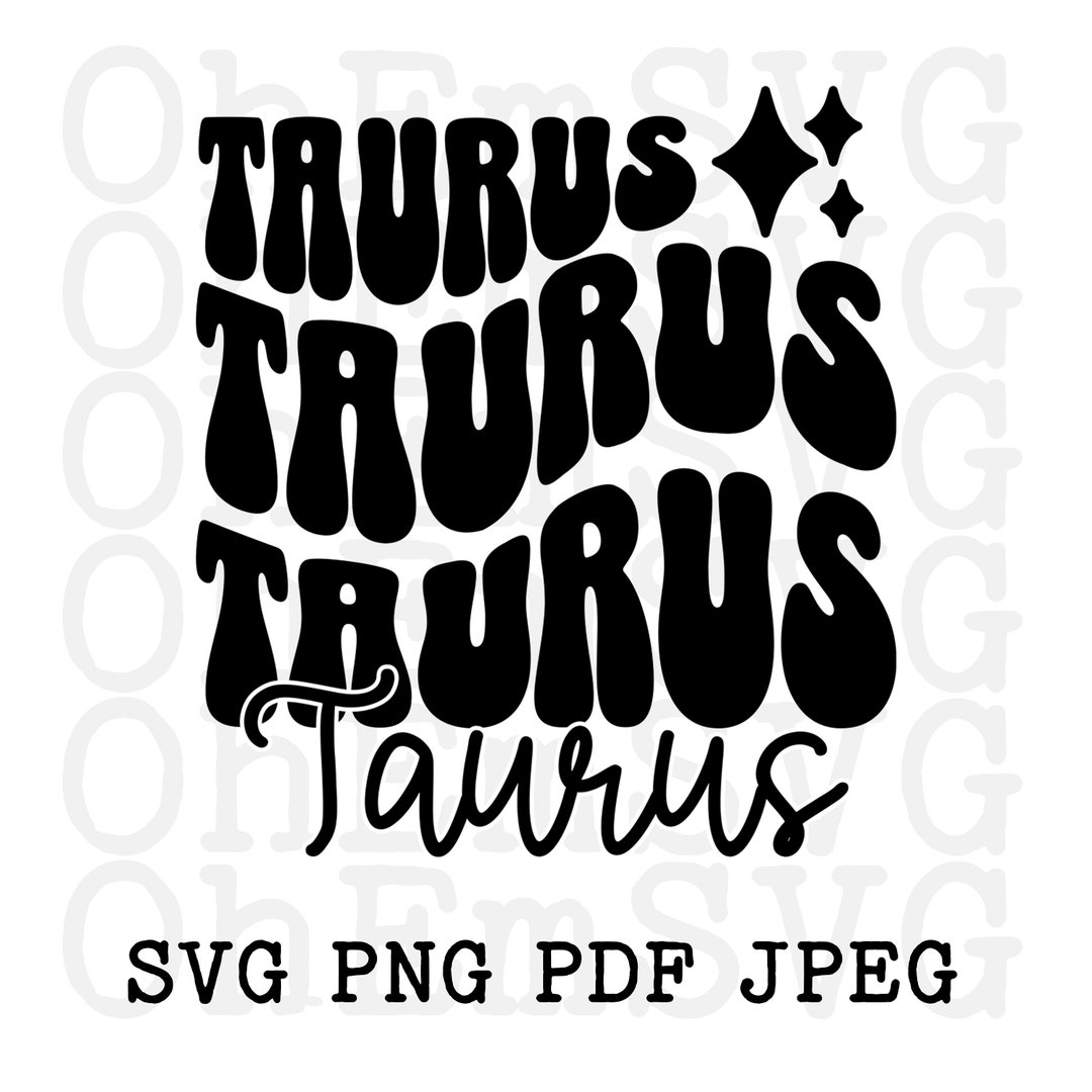Wavy Taurus SVG Digital Download, Cute Wavy Retro Taurus Zodiac Sign ...