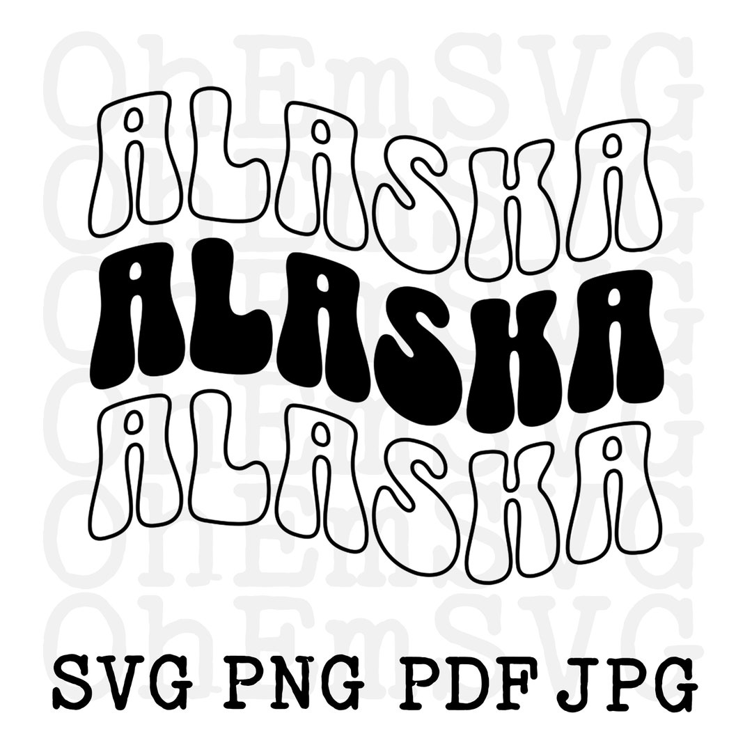 Wavy Alaska SVG Digital Download, Cute Retro Alaska Wavy Font Print on ...