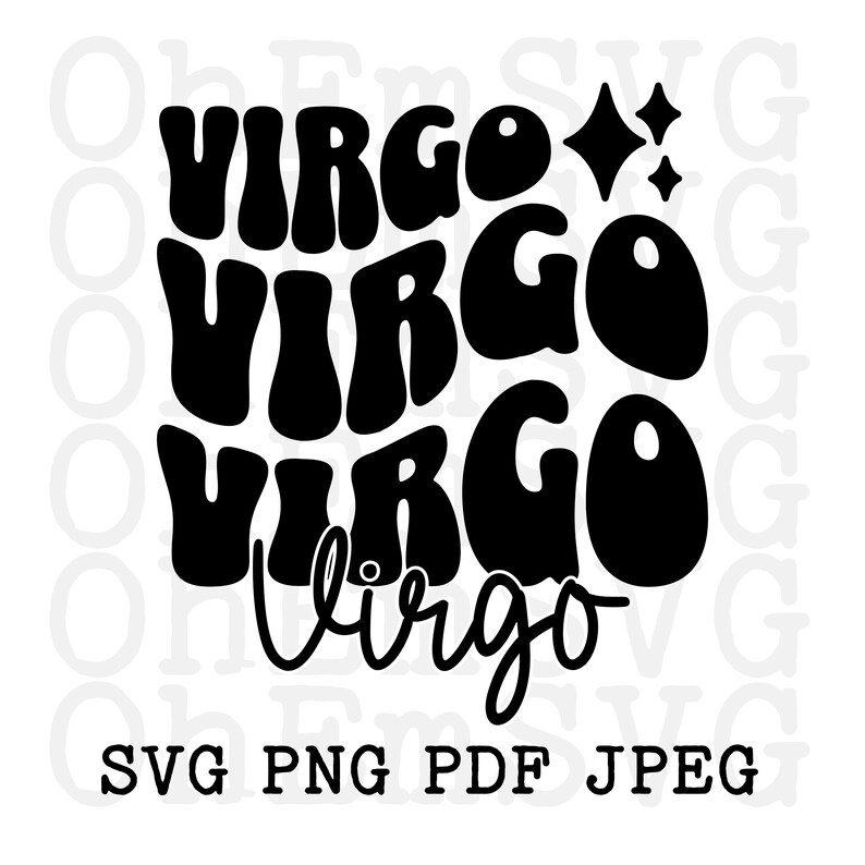 Wavy Virgo SVG Digital Download, Cute Wavy Retro Virgo Font Print on ...