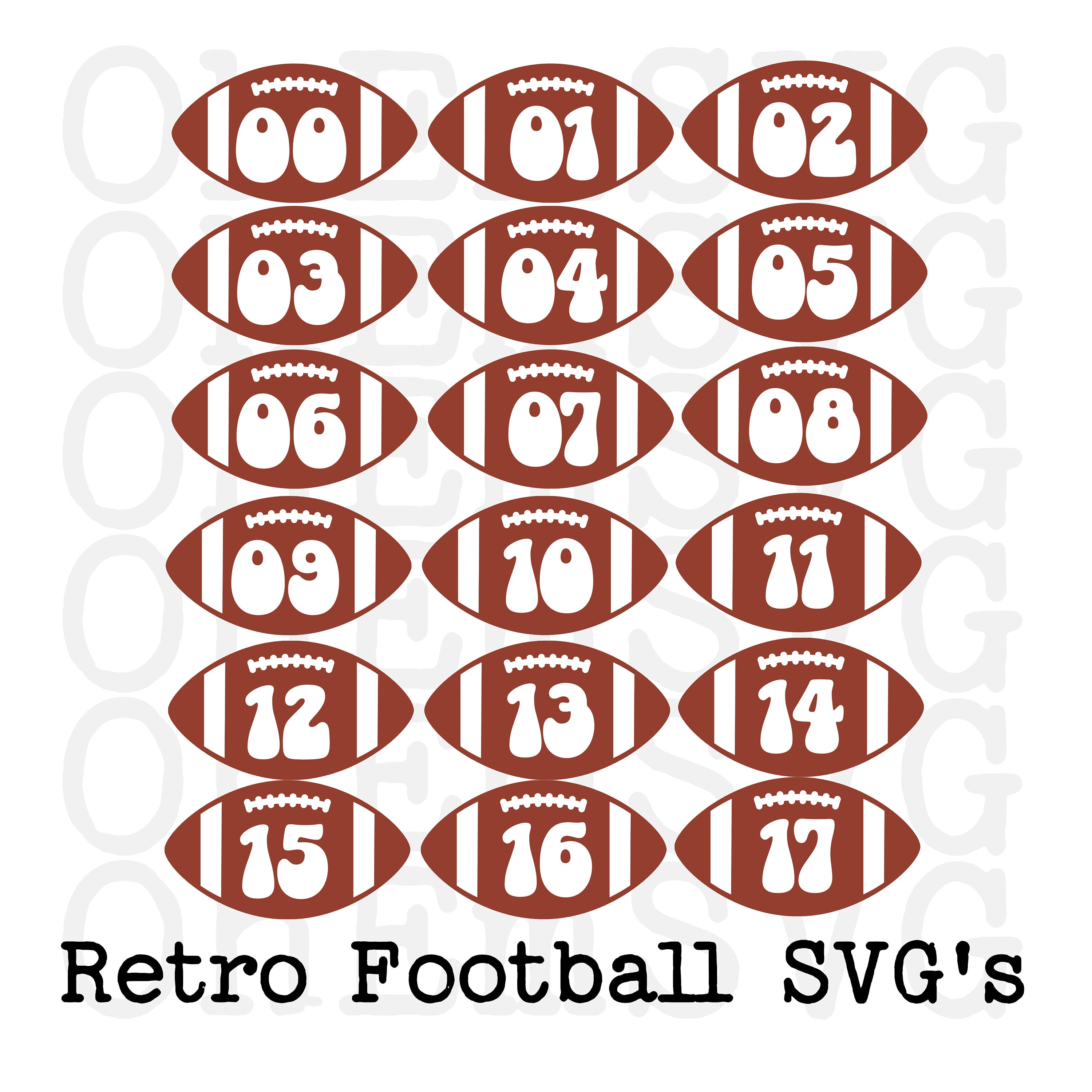 Retro Football Numbers SVG Digital Download, Cute Football Player Team ...