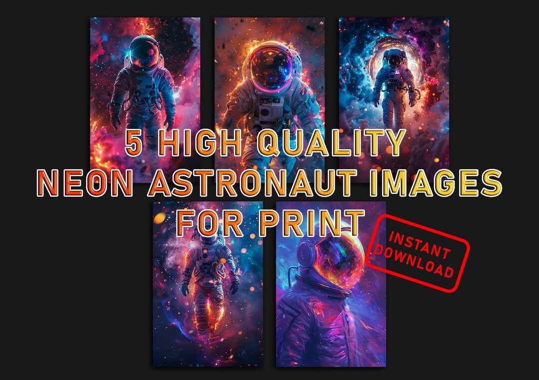 Vibrant Neon Astronauts in Space Bundle - Digital Download - Clipart ...