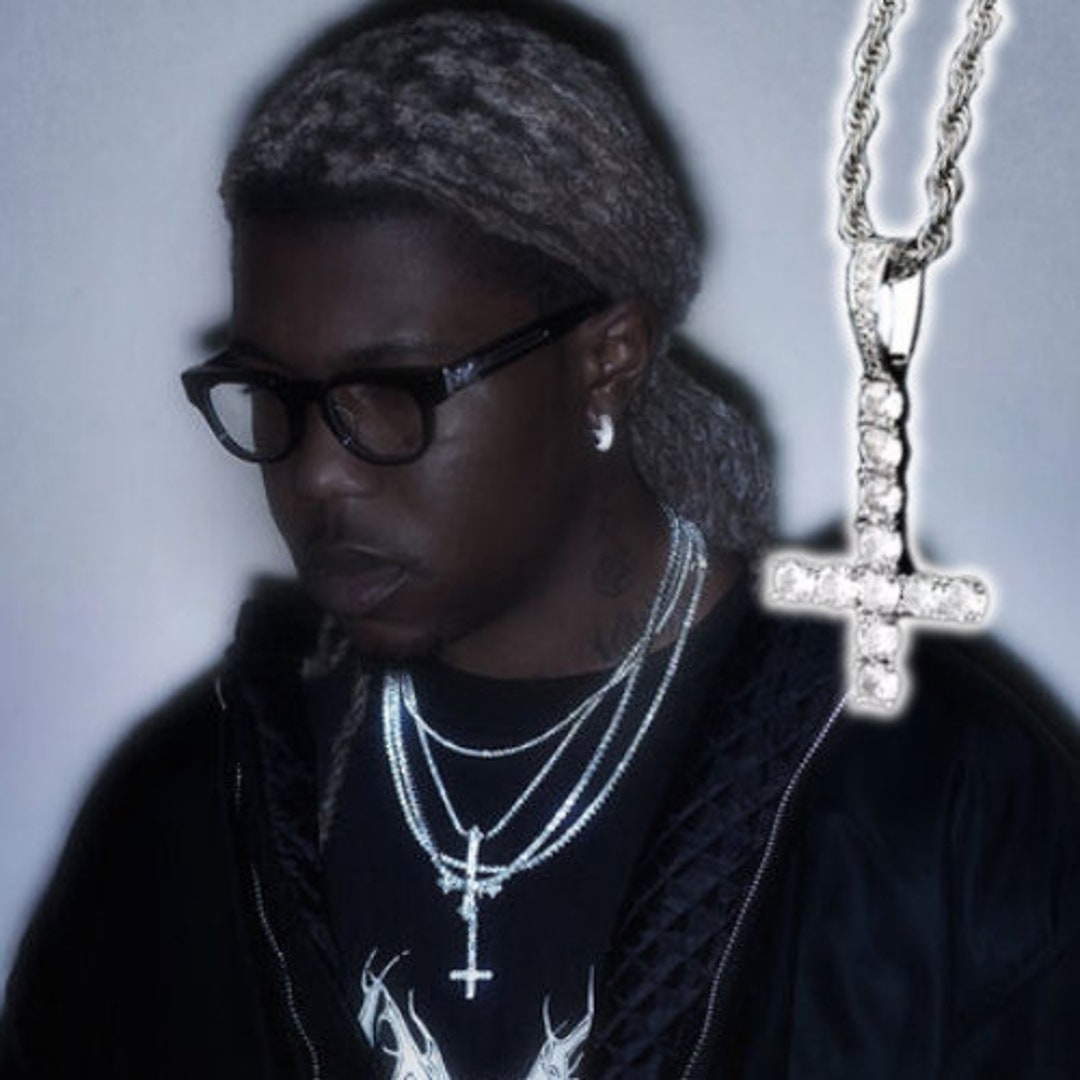 Opium Upside Down Cross Chain Necklace - Etsy UK