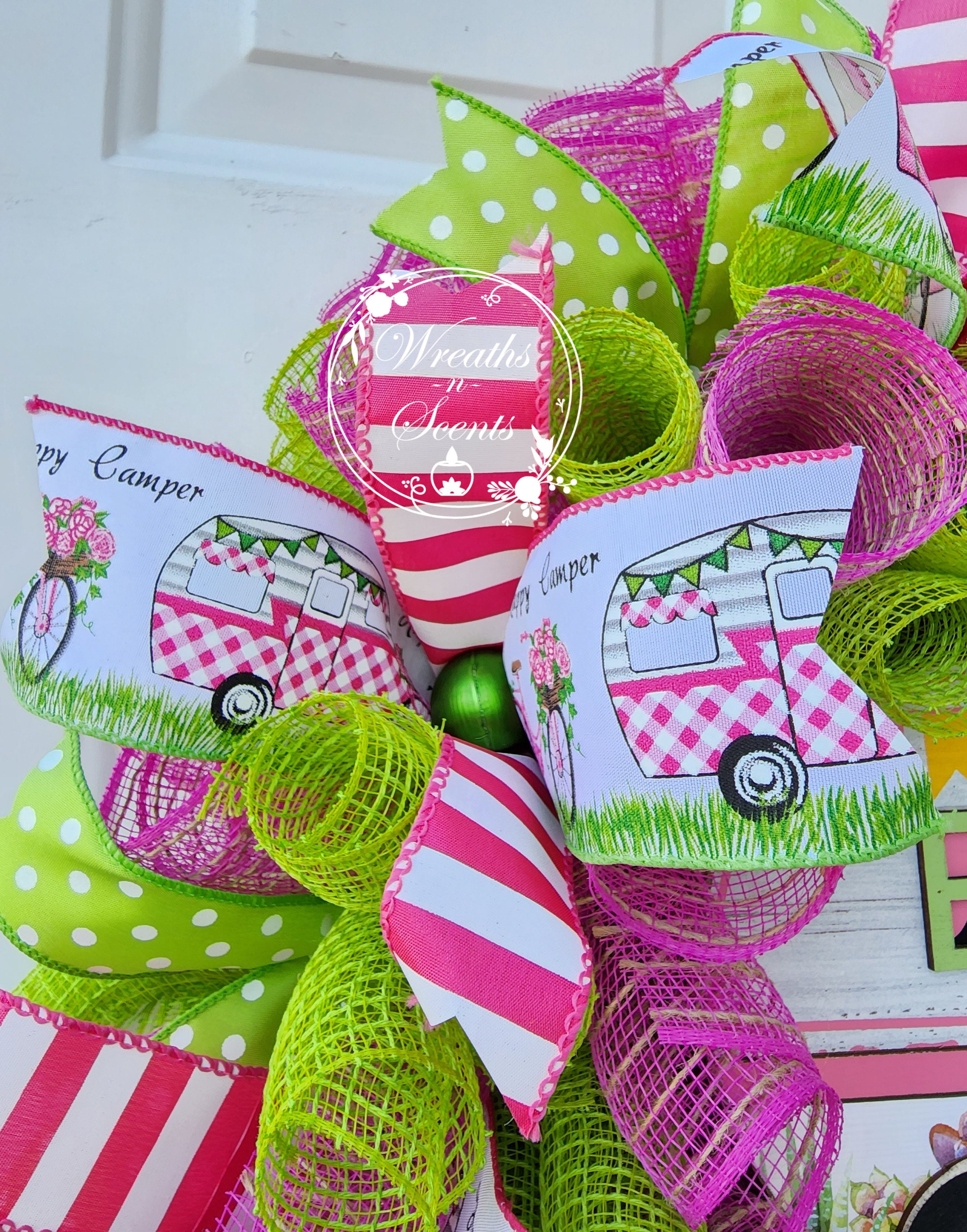 Camper Welcome Mesh Wreath, Spring Summer Camper, Welcome Camper Sign ...