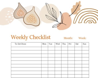 Blank Customizable Weekly Checklist Available in Pink (and Other Colors ...