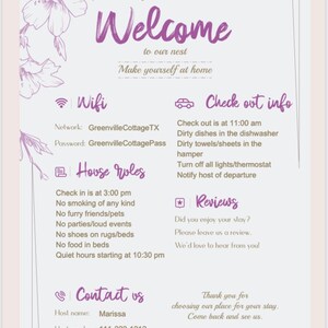 Airbnb Check In, House Rules, House Manual - Etsy