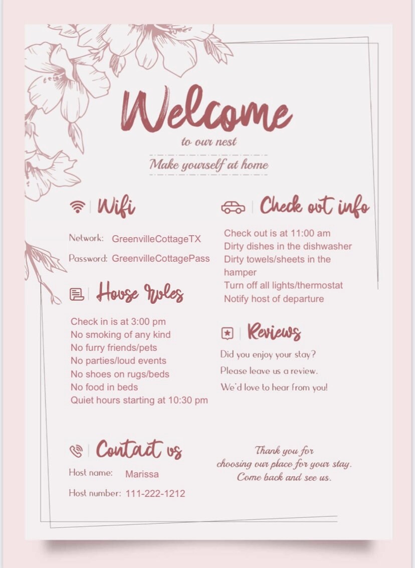 Airbnb Check In, House Rules, House Manual - Etsy