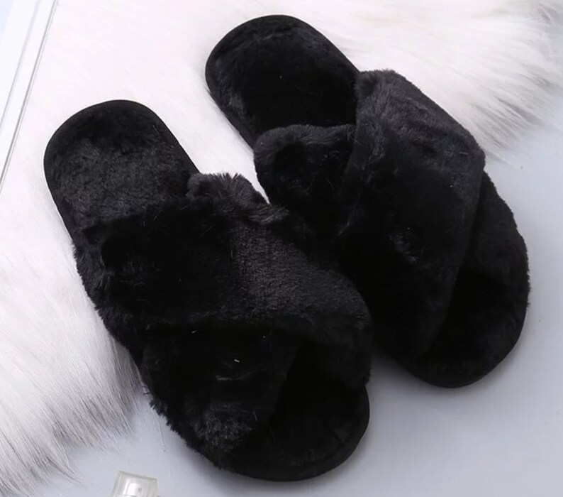 Fall Crossed Fur House Slippers T For Her Slippers Women Etsy