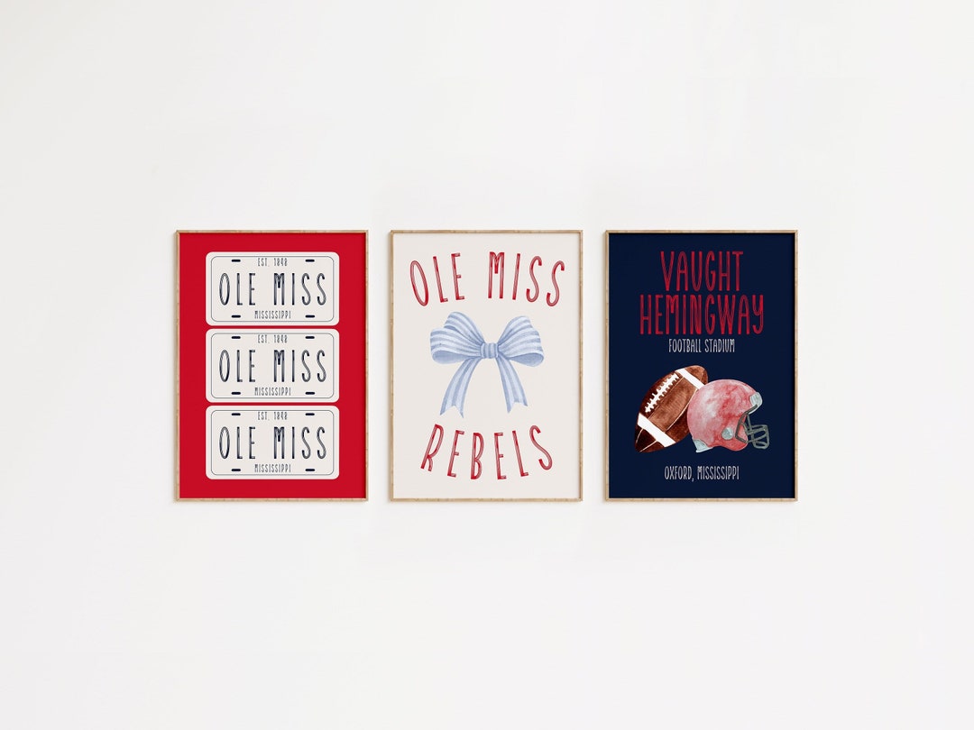 Preppy Ole Miss Set of 3 Posters University of Mississippi Digital Art ...