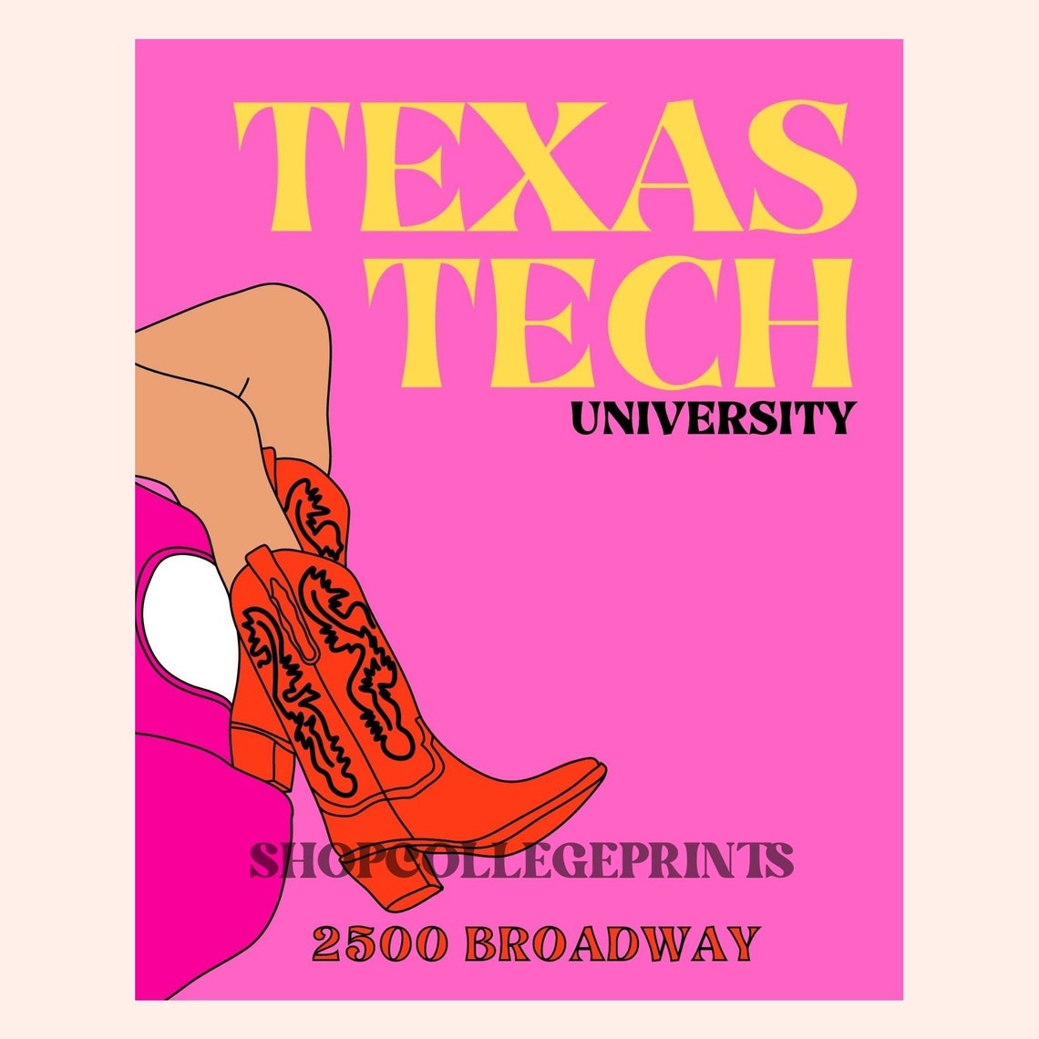 Texas Tech Preppy TTU Digital Prints College Prints Preppy - Etsy