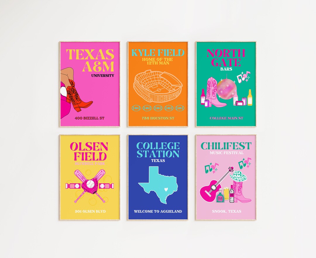 Texas A&M Preppy Bundle of 6 TAMU Digital Downloads Trendy Wall Decor ...