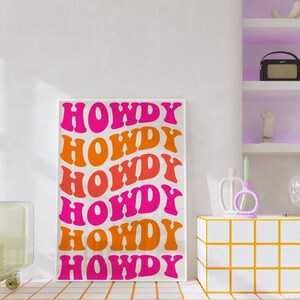 Groovy Howdy Printable Wall Art Trendy Wall Art Howdy Print Pink and ...