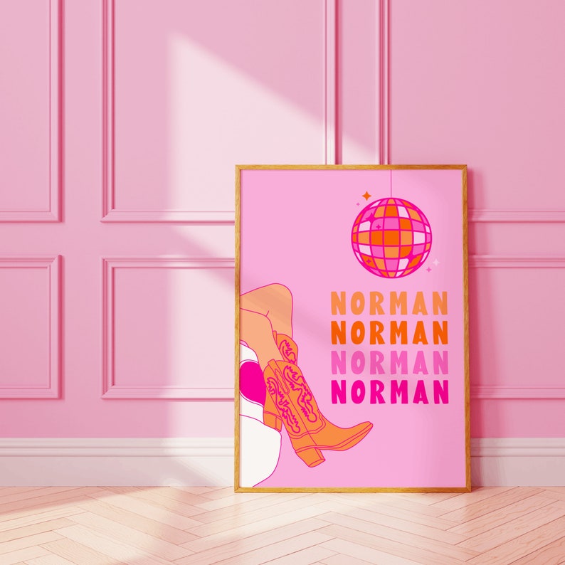 Norman X4 Disco Wall Print Preppy College Poster OU Preppy - Etsy