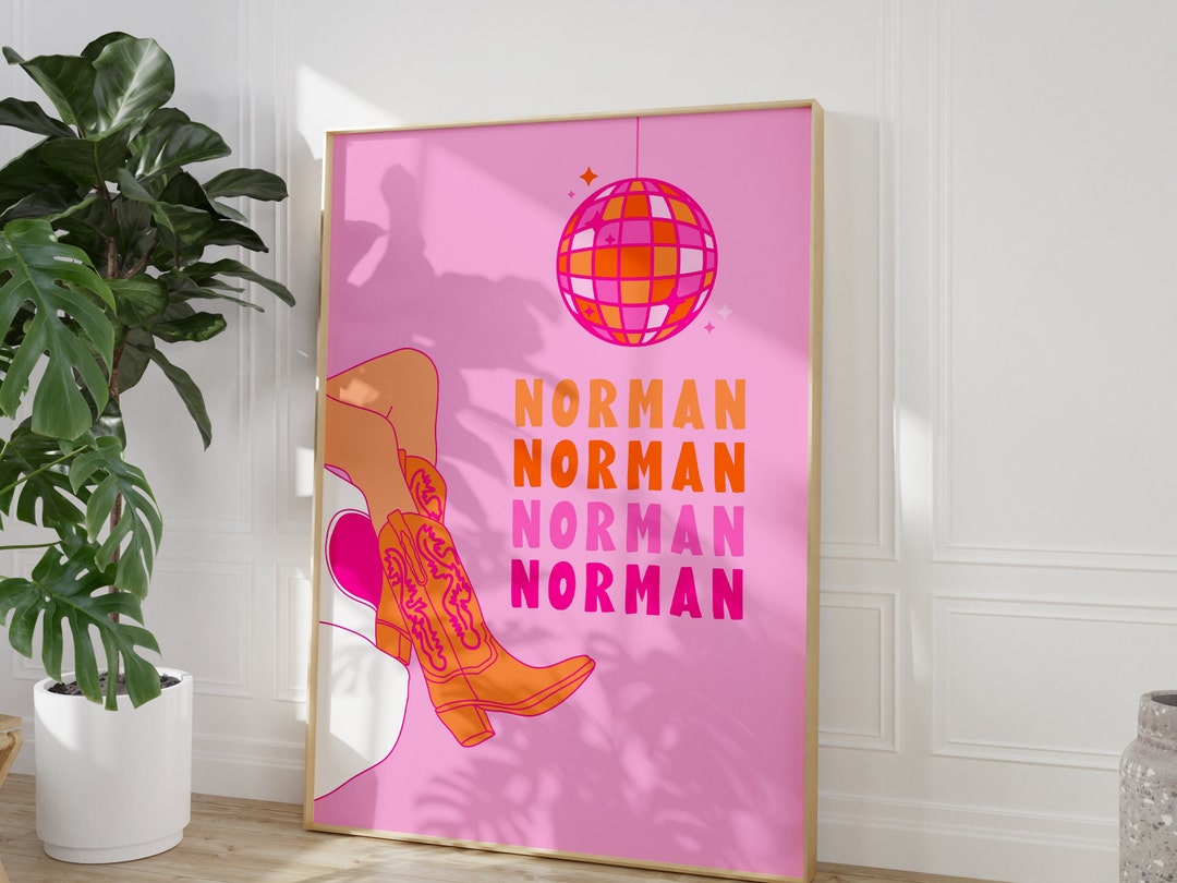 Norman X4 Disco Wall Print Preppy College Poster OU Preppy Wall Decor ...