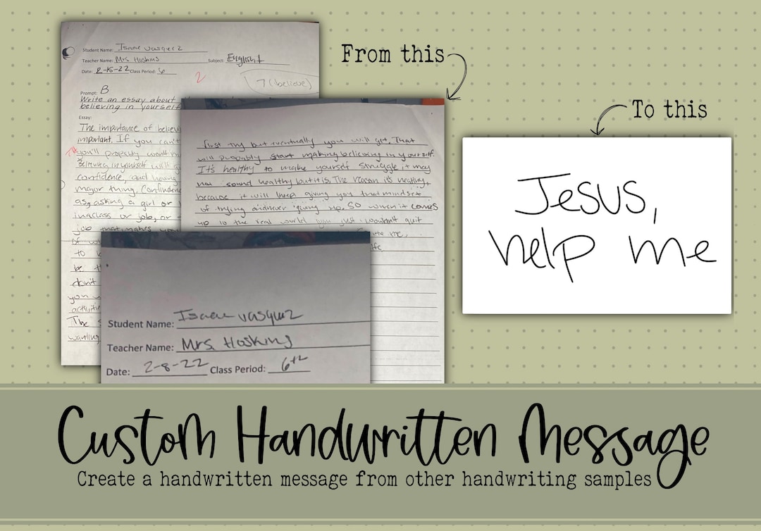DIGITAL, Custom Handwriting Image | PNG, Pdf, Jpeg of Actual ...