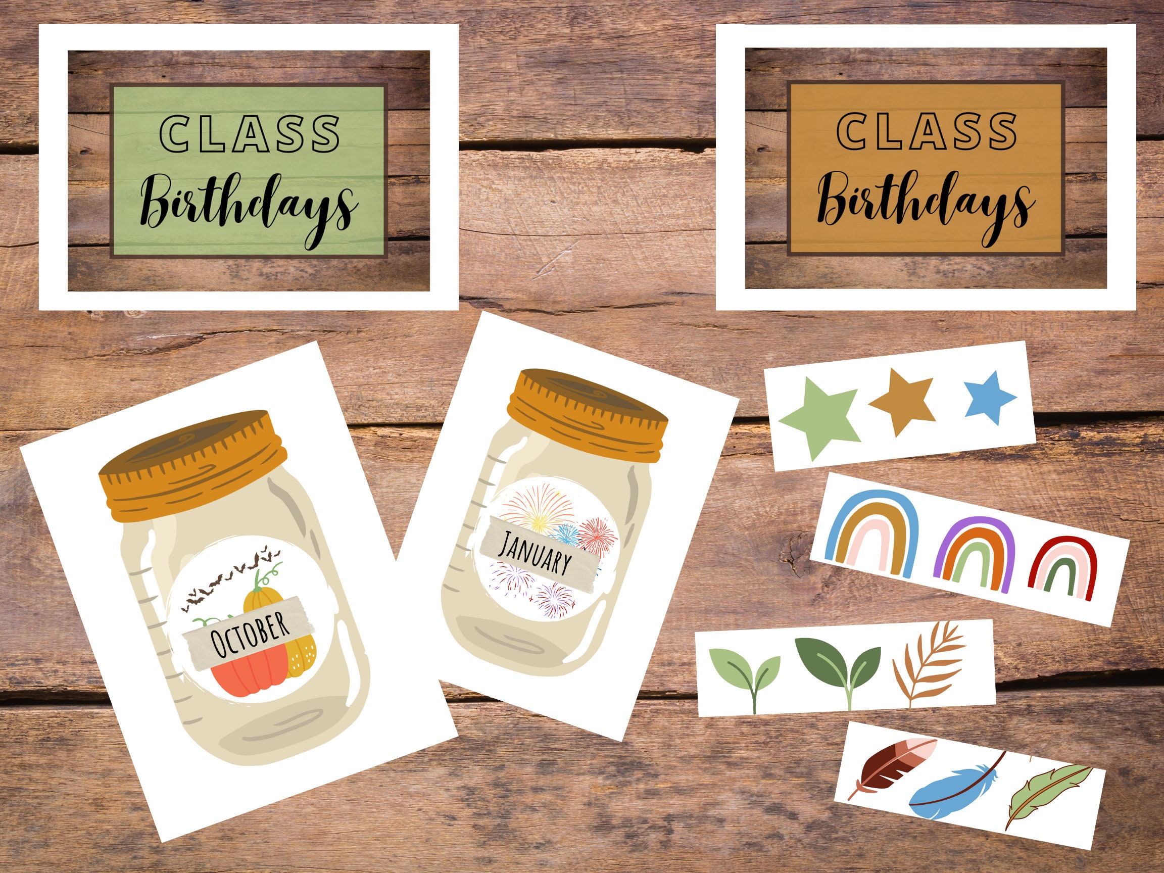 Boho Mason Jar Birthday Display Set - Etsy