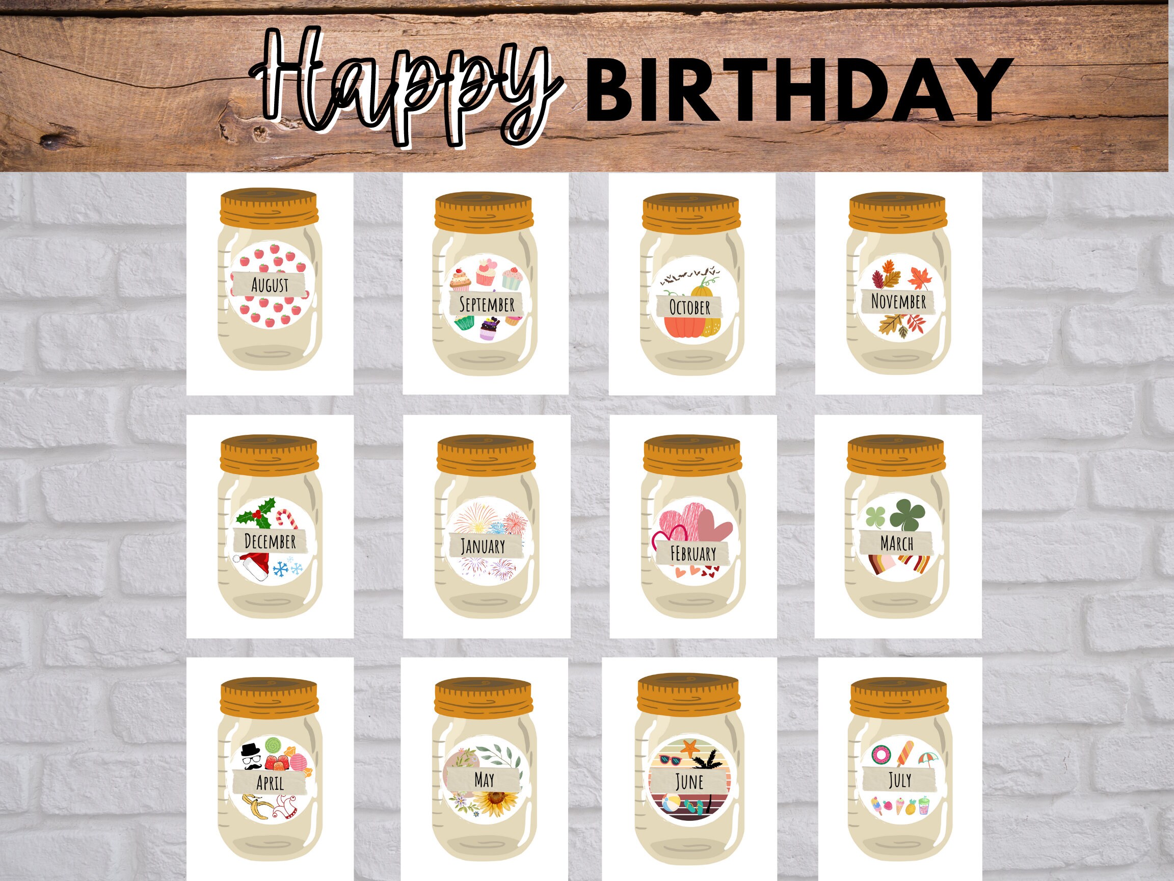 Boho Mason Jar Birthday Display Set - Etsy
