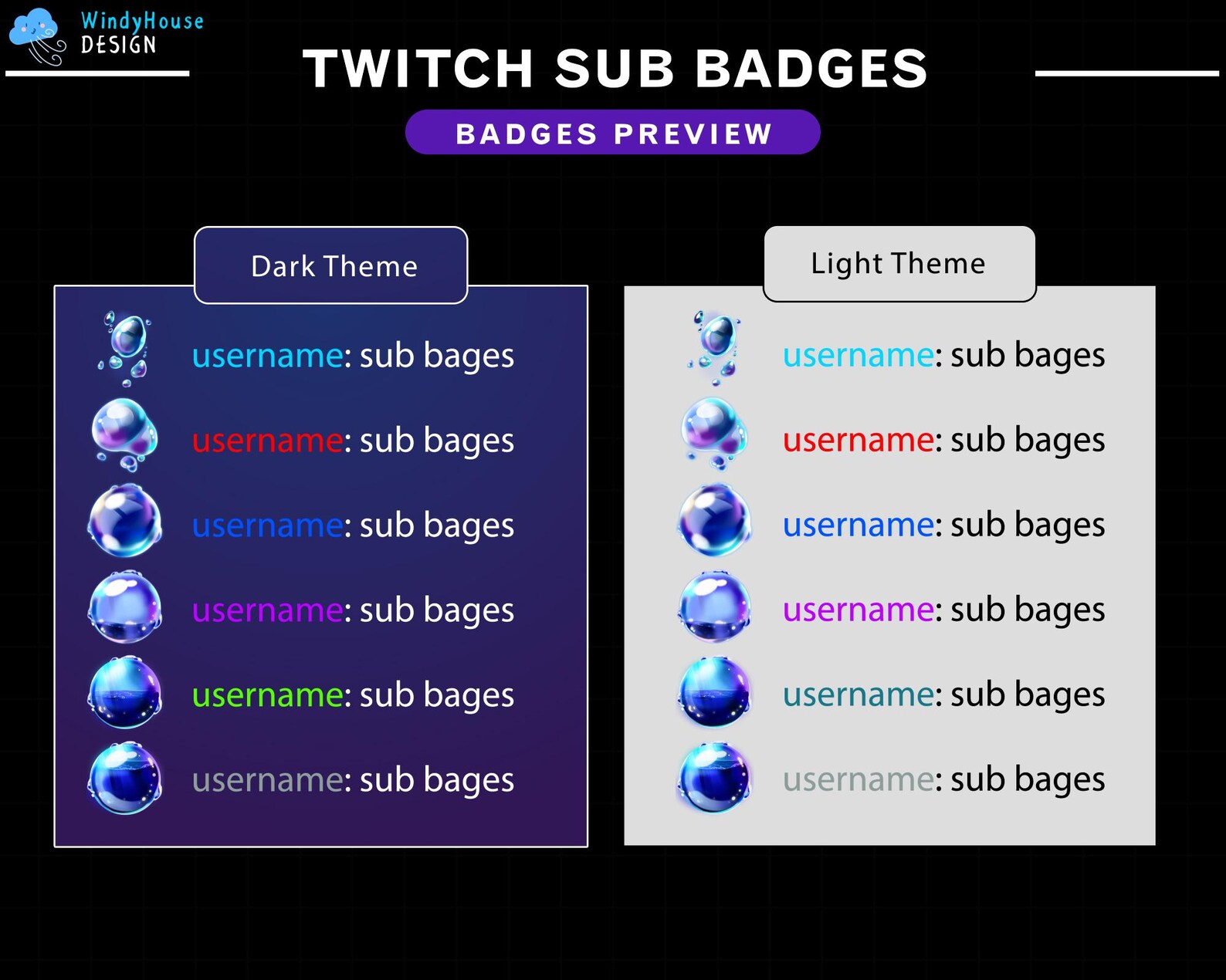 Ocean Bubble Twitch Sub Badges/ Deep Sea Twitch Sub Badges Set/ Mystic ...
