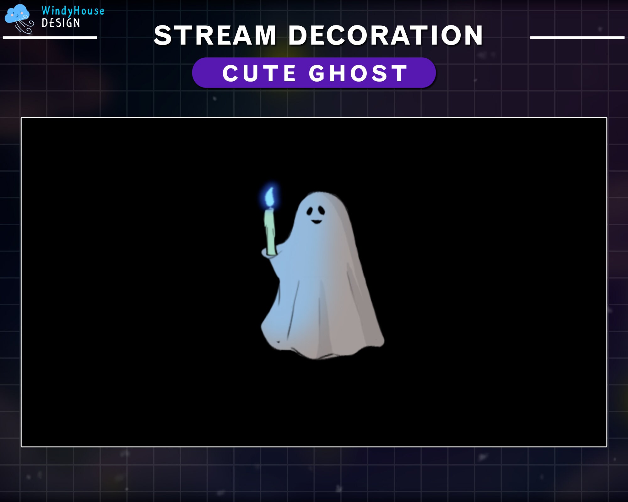 Animated Cute Ghost Stream Decoration, Witchy, Ghost, Halloween, Kawaii ...