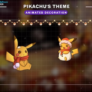 3x Animated Pikachu Xmas Collection Stream Decoration, Christmas Emote ...