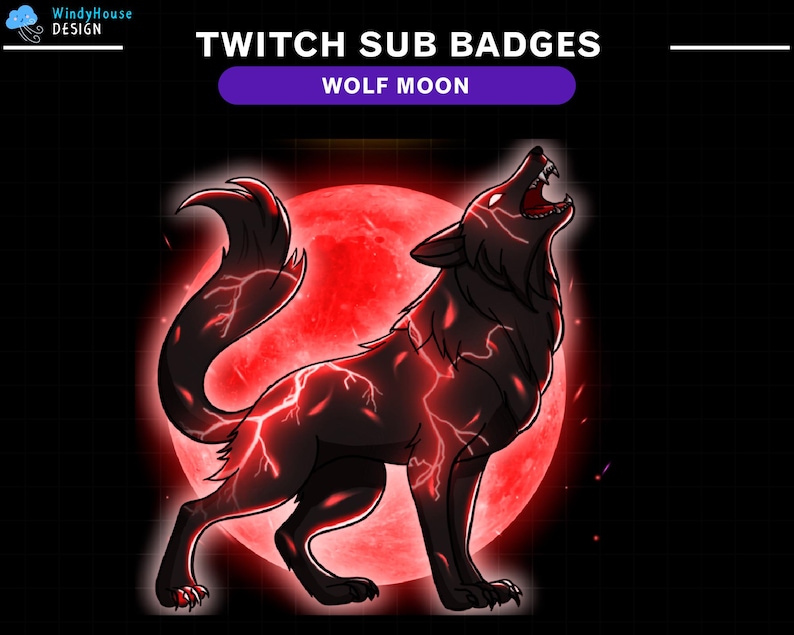 Wolf Moon Twitch Sub Badges/ Wolf Twitch Sub Badges Set/ Moon Twitch ...