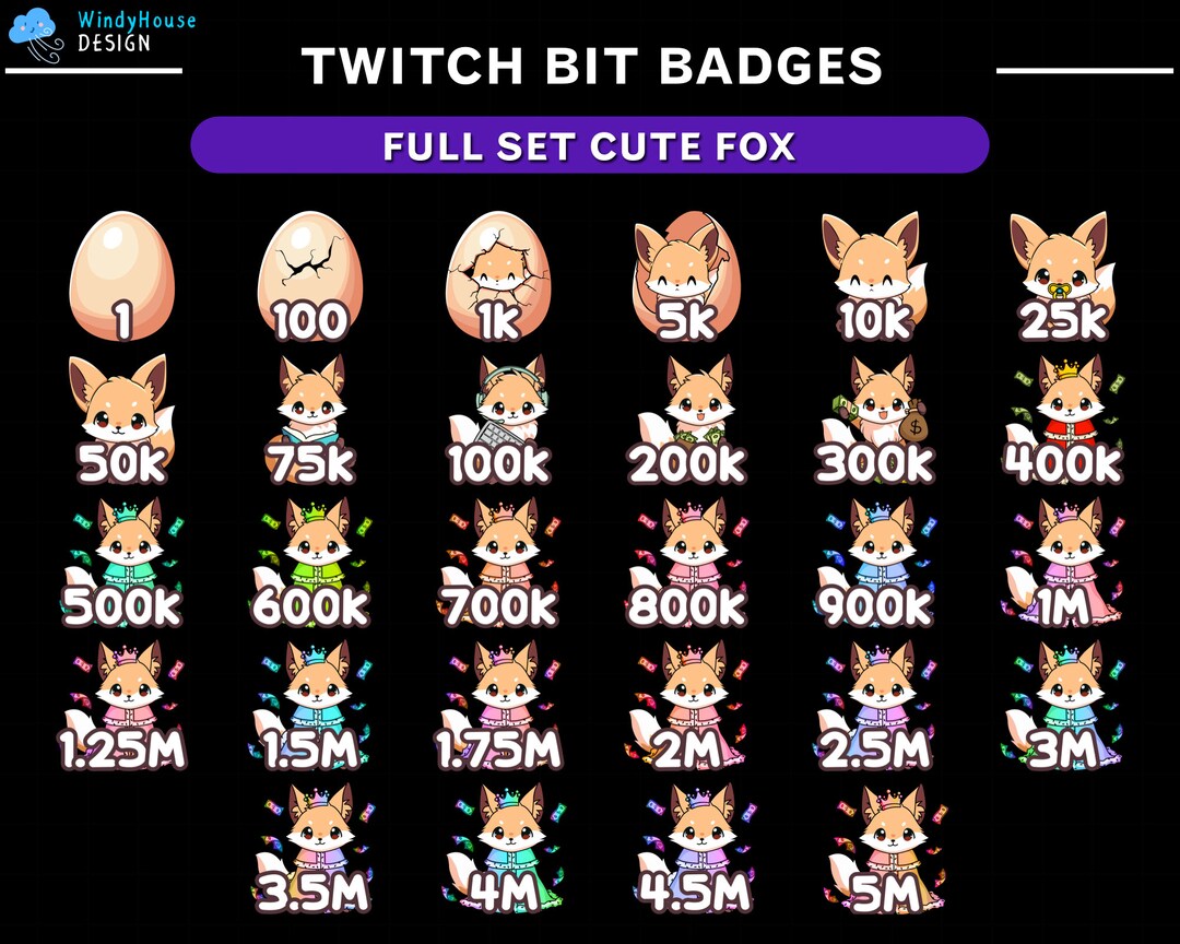 Cute Fox Twitch Bit Badges/ Fox Twitch Sub Badges Set/ Kawaii Twitch ...