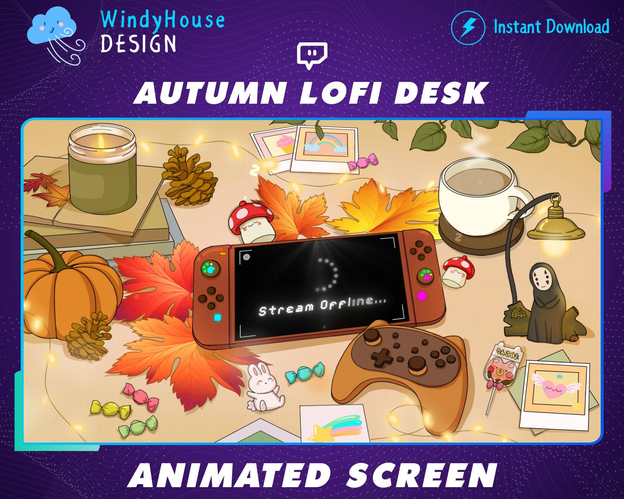 Animated Autumn Cozy Twitch Stream Screen Retro Lofi - Etsy UK
