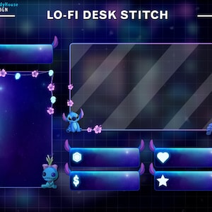 Animated Stream Package Lo-fi Stitch Desk, Game Room Twitch Overlay ...