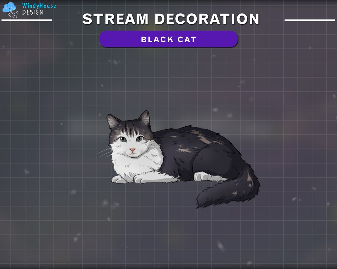 Animated Cute Cat Loaf Stream Decoration, Black Cat Twitch, Tabby Cat ...