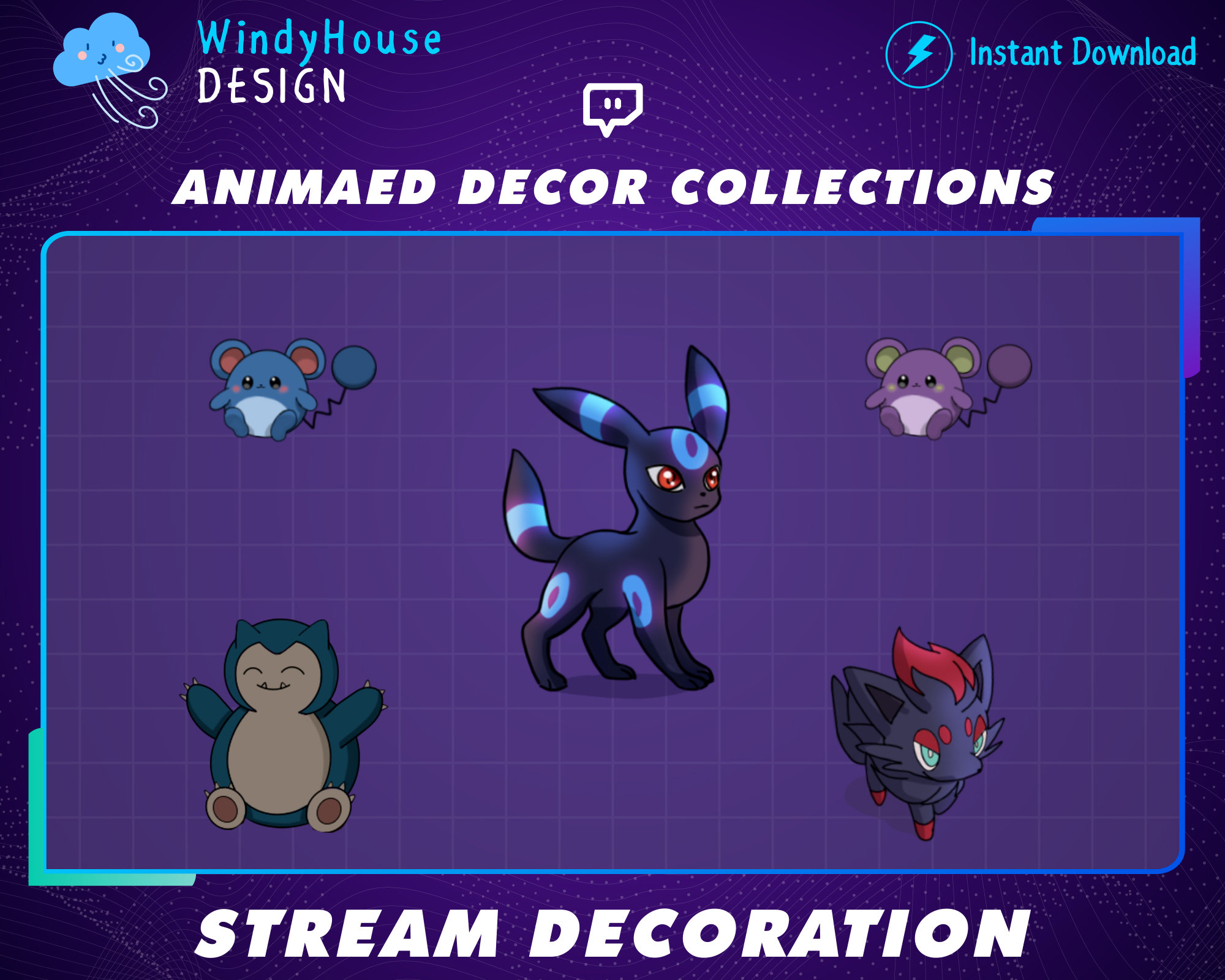 Animated Cute Animals Collection Stream Decoration, Decorations for ...