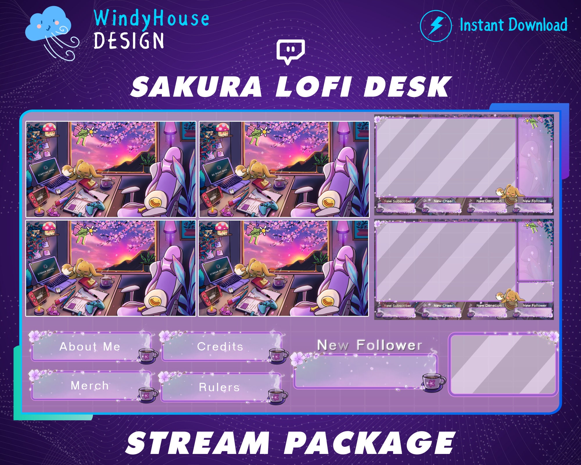 ANIMATED Cozy Room Twitch Stream Package Lofi Aesthetic - Etsy