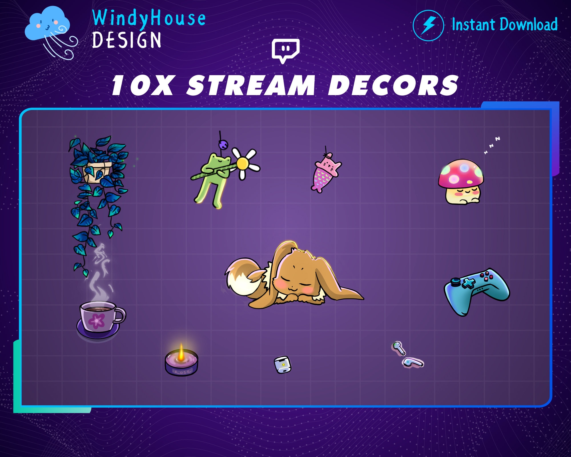 Animated Cozy Aesthetic Desk Stream Decoration, Twitch Graphic Overlay ...