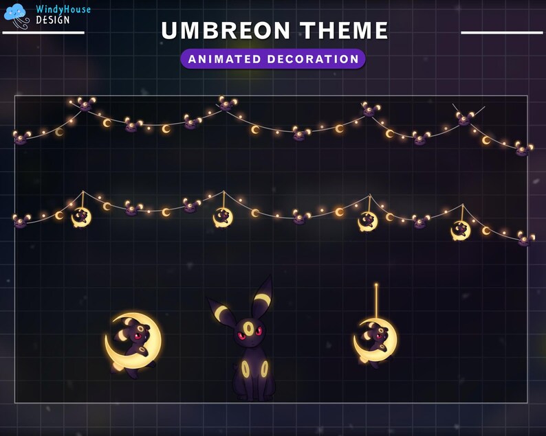Animated Twitch Umbreon Theme Decoration , Stream Decoration, Umbreon ...