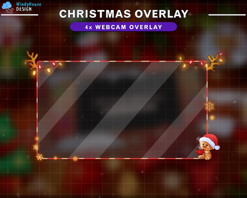 4x Animated Christmas Webcam Overlays, Xmas Cute Facecam With ...