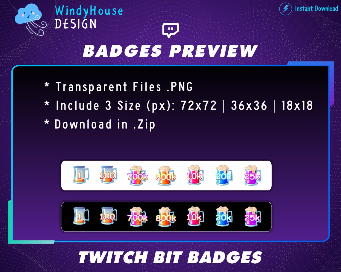 30x Beer Cup Twitch Bit Badges / Complete Twitch Bit Badges Set/ Twitch ...