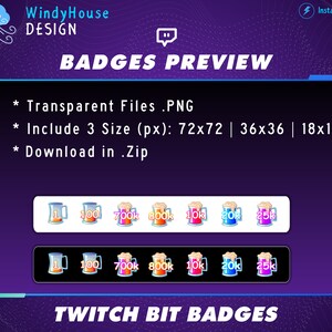 30x Beer Cup Twitch Bit Badges / Complete Twitch Bit Badges Set/ Twitch ...