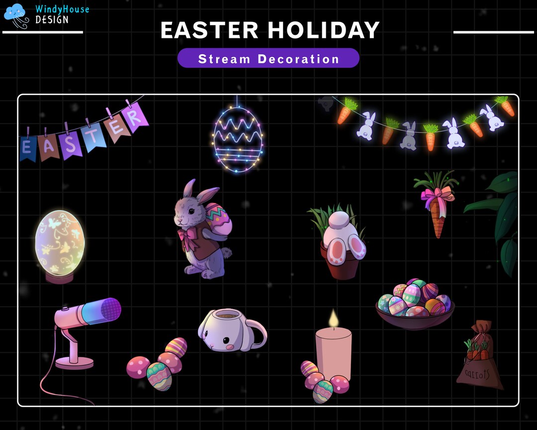 14x ANIMATED Stream Decoration Easter's Day, Deco Twitch Overlay, Kick ...