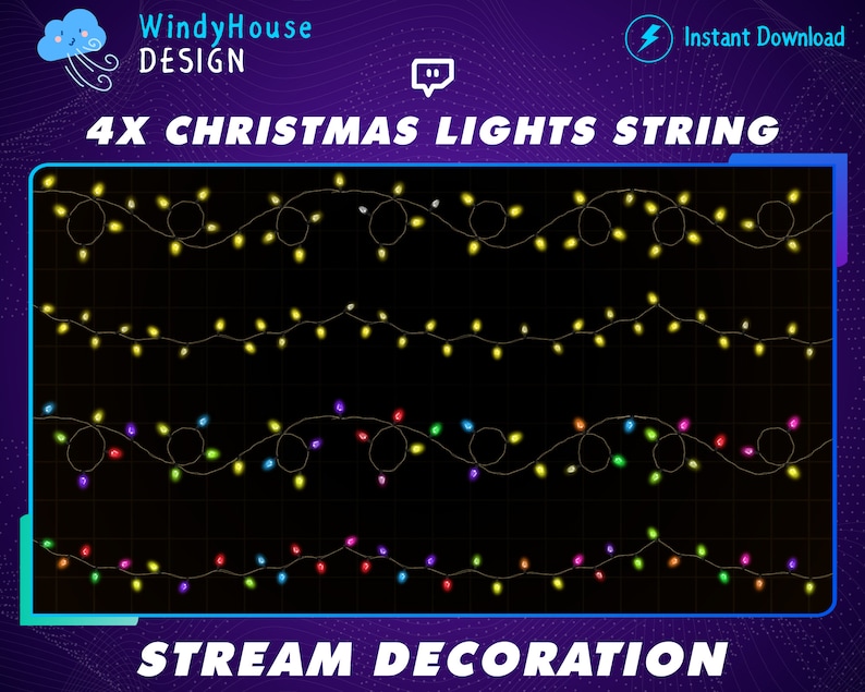 4x Animated Stream Decoration Christmas Lights String / New Year Lights ...