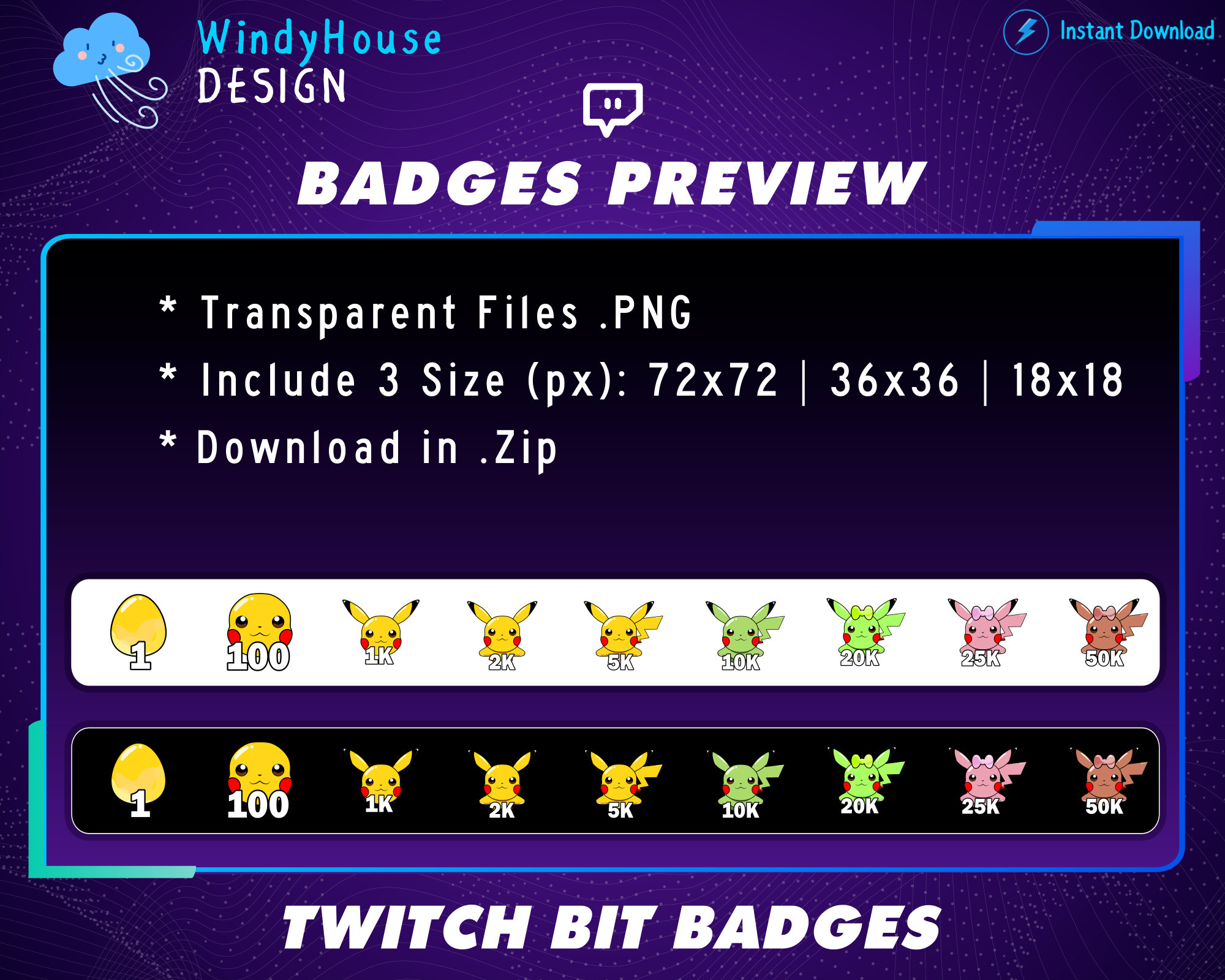 30x Pikachu Bit Badges / Pokemon Twitch Bit Badges Set/ Twitch - Etsy UK