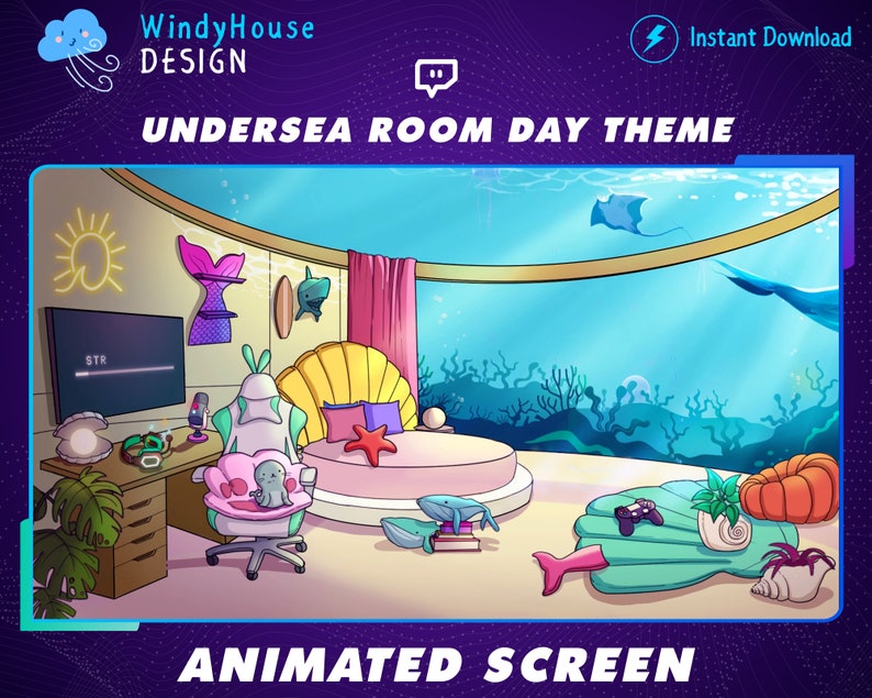 Animated Underwater Room Twitch Stream Screen, Undersea Ambience Twitch ...
