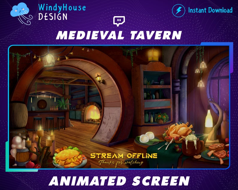Animated Cozy Tavern Twitch Overlay Stream Screen Medieval - Etsy