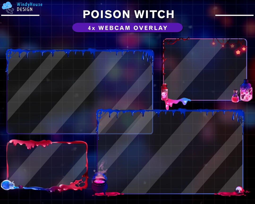 4x Animated Witchy Webcam Overlay, Halloween Webcam Border for Twitch ...