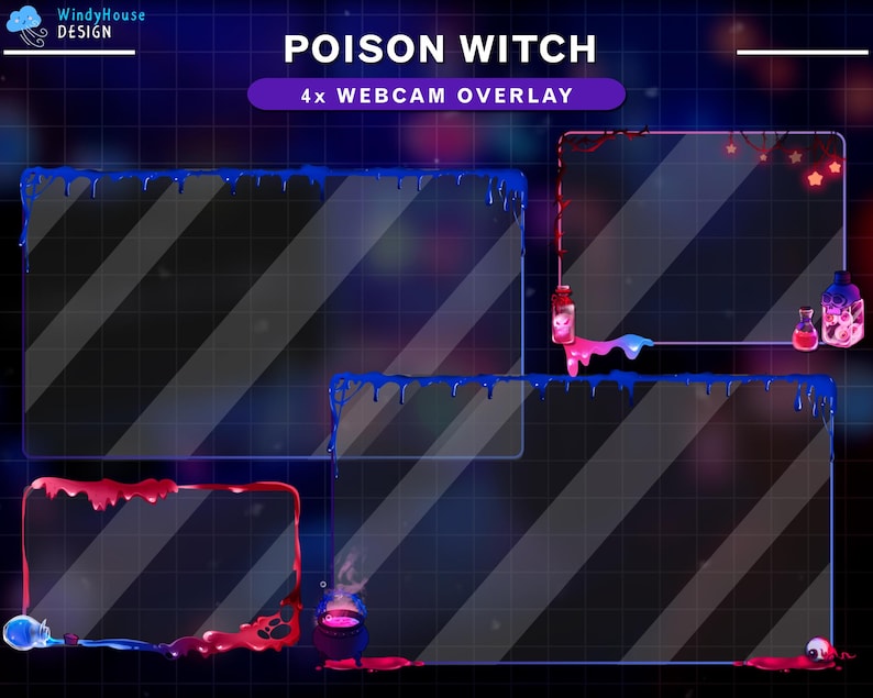 4x Animated Witchy Webcam Overlay, Halloween Webcam Border for Twitch ...