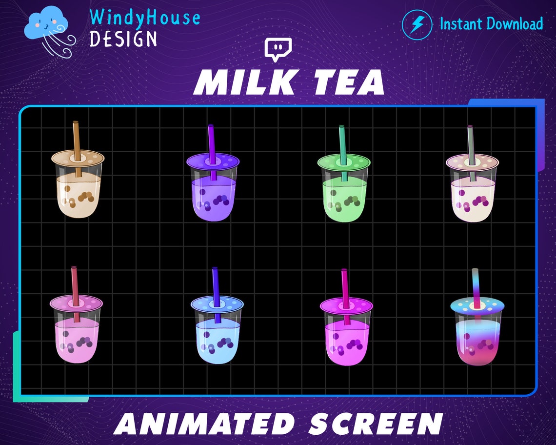 Animated Milktea Stream Decoration Bubble Boba Tea Sub - Etsy