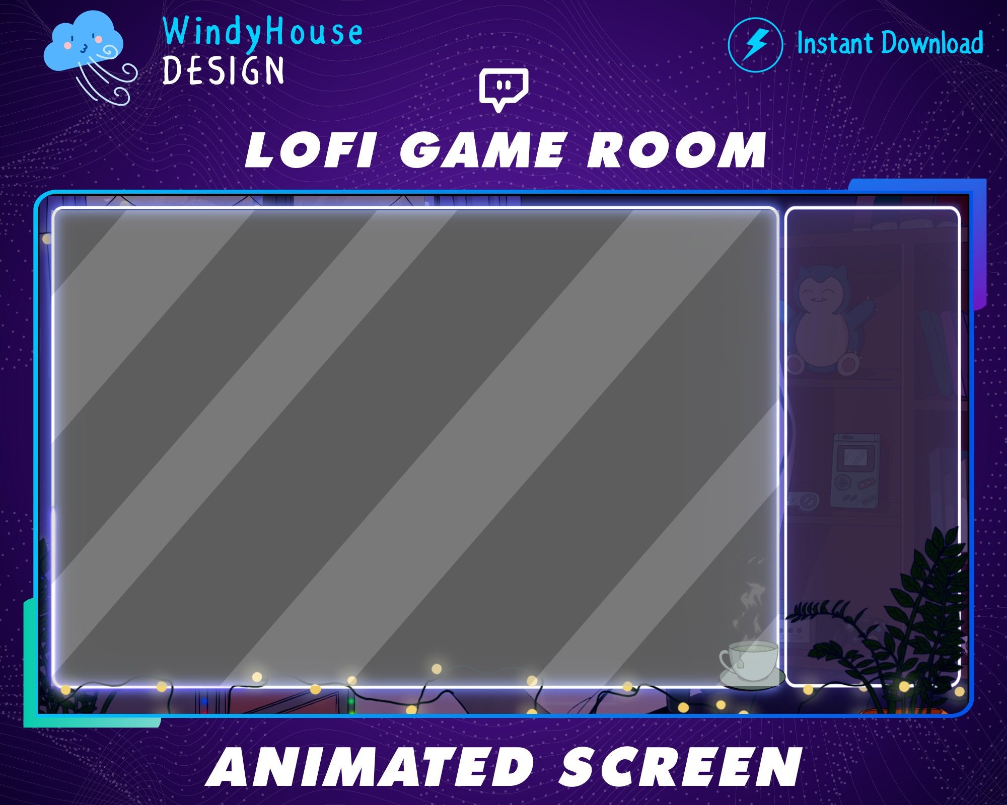 Cozy Twitch Overlay Stream Package Cozy Gaming Room Purple - Etsy