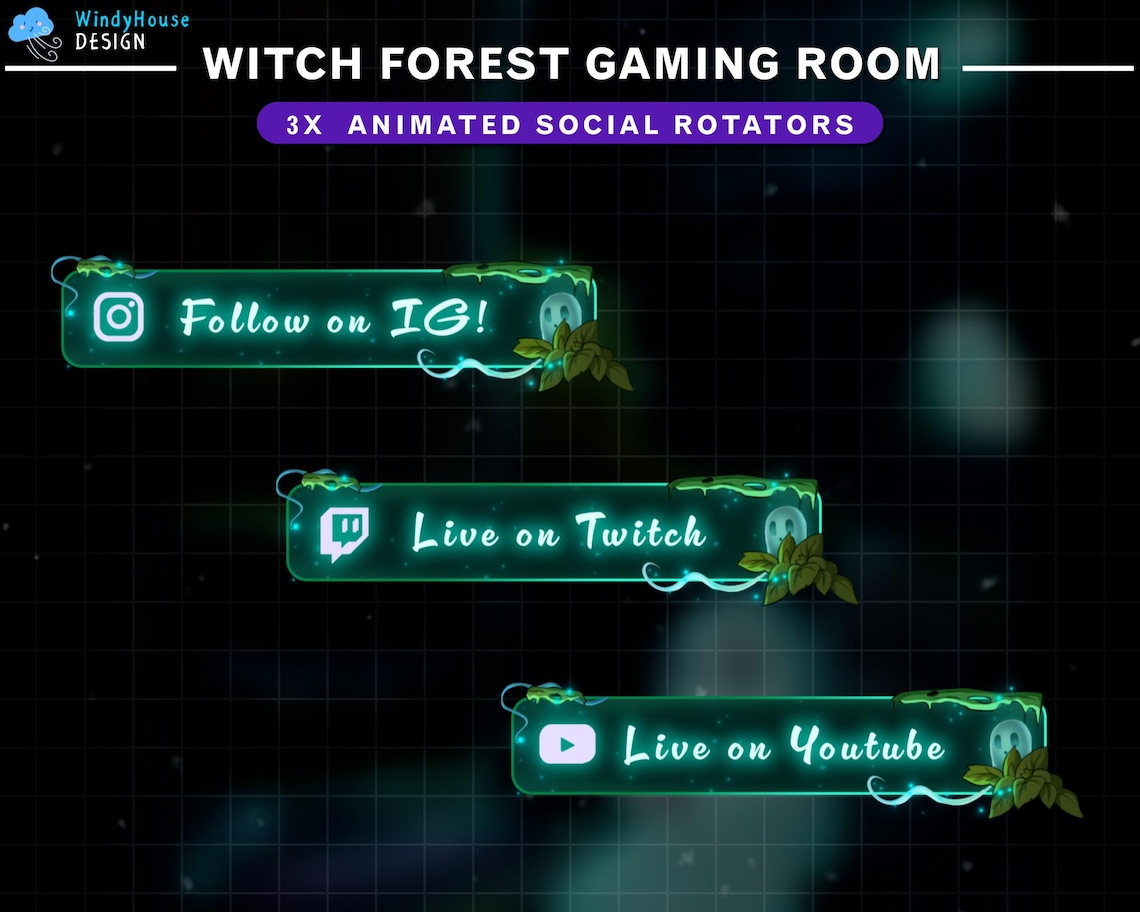 Animated Witch Forest Tiktok Stream Package, Ghost Gaming Room Stream ...