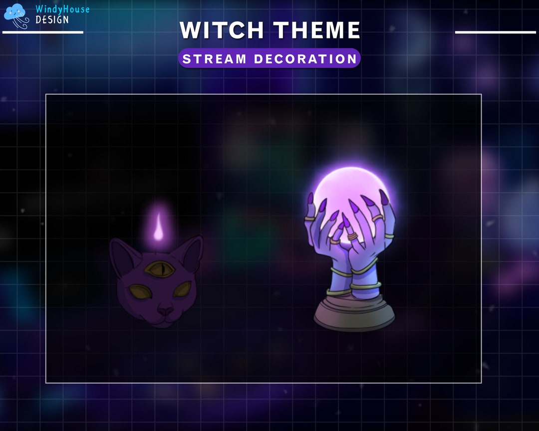 Animated Witch Theme Stream Decoration, Goth Twitch Overlay, Halloween ...