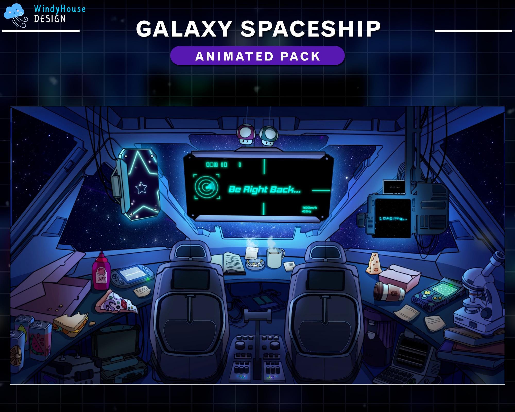 Animated Stream Package Lo-fi Spaceship, Animated Twitch Overlay Galaxy ...