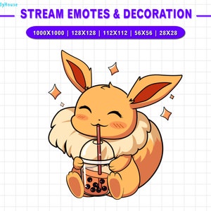 Animated Eevee Drink Boba Tea Twitch Emote, Cute Kawaii Pokemon Stream ...