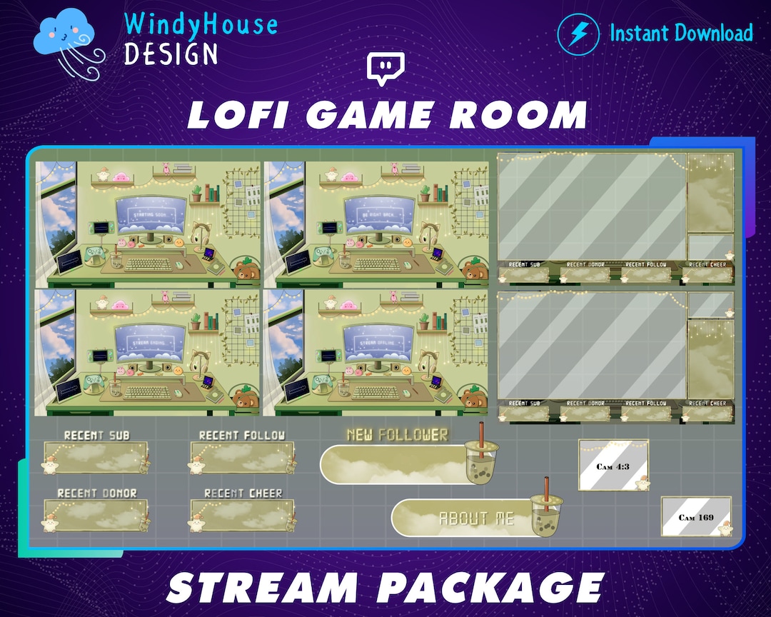 Cozy Twitch Overlay Stream Package, Cozy Room Stream Overlay, Day Theme ...