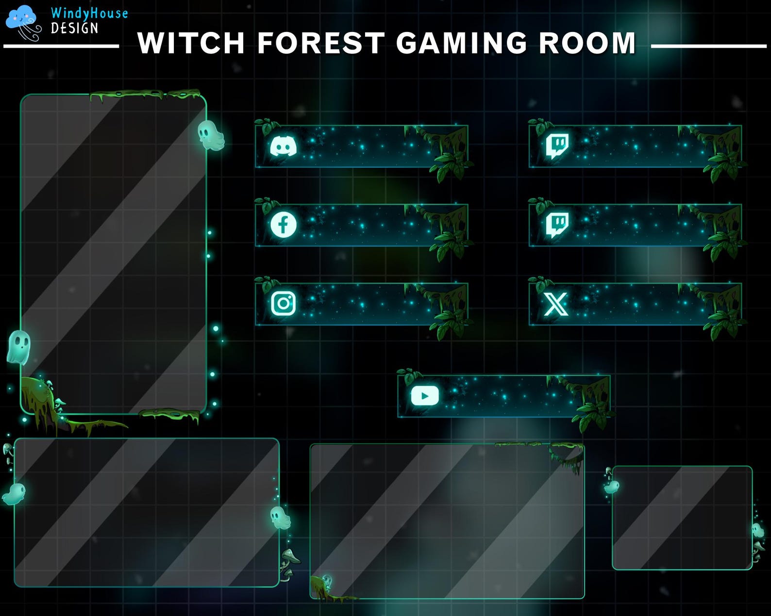 Animated Witch Forest Tiktok Stream Package, Ghost Gaming Room Stream ...